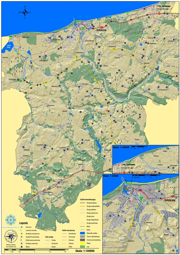 Mapa tras rowerowych | Camping**** Pod Brzozami Ustronie Morskie